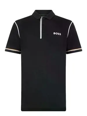 BOSS Active Paddy Golf Polo Shirt In Ripstop Fabric - Black