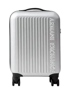 Armani Exchange Logo-embossed Ridged Luggage - Silver