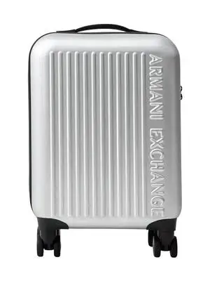 Armani Exchange Logo-embossed Ridged Luggage - Silver
