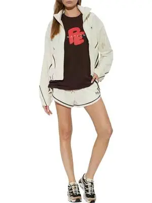 P.E Nation Linear Logo-print Drawstring Shorts - Neutrals