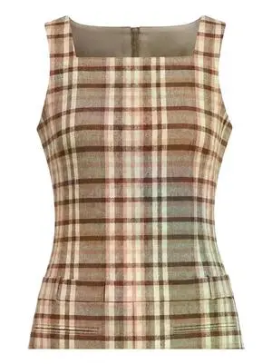 Staud Shea Plaid Mini Dress - Brown