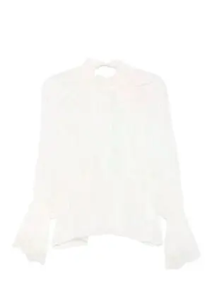 PHILIA LOFT Lace-trimmed Pleated Top