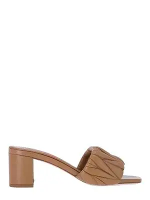Miu Miu Matelassé Nappa Leather Slides Brown