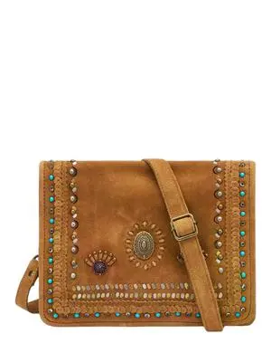 FRAU Stud-embellished Suede Shoulder Bag - Brown