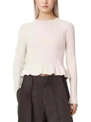 ALLSAINTS Ruffled Ribbed-knit Sweater White