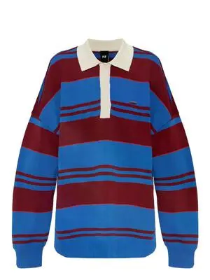 P.E Nation Strata Rugby Striped Long-sleeve Polo Shirt - Blue