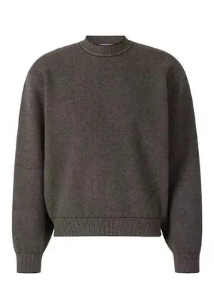 Jacquemus Logo-embroidered Ribbed-trim Sweater - Grey
