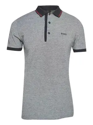 BOSS Logo-embroidered Polo Shirt - Grey