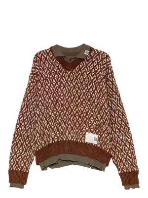 Mihara Yasuhiro Layered Knit Sweater - Brown