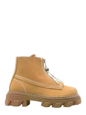 GANNI Cleated Zip Ankle Boots - Neutrals