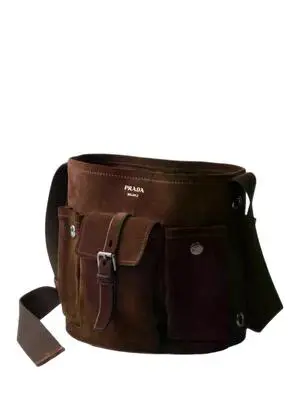 Prada Route Suede Mini Bucket Bag - Brown