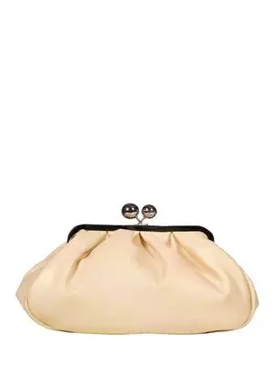 Max Mara Pasticcino Gathered Leather Clutch Bag - Neutrals