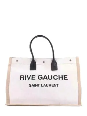 Saint Laurent Rive Gauche Shopper Canvas Large Tote Bag - Black
