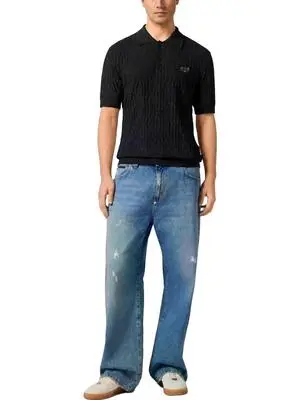 Philipp Plein Jacquard-monogram Polo Shirt - Black