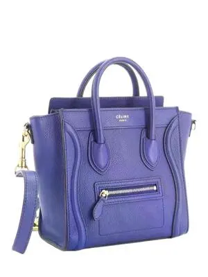 Celine Luggage Bag Grainy Leather Nano Crossbody Bag - Blue