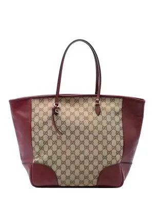 Gucci 2016-2026 Gg Canvas And Calfskin Bree Tote Bag - Neutrals