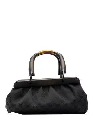 Gucci 2000-2015 Gg Canvas Wood Frame Handbag - Black