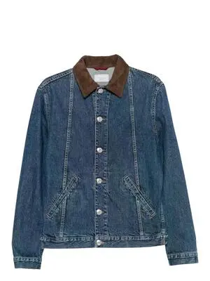 Brunello Cucinelli Suede-collar Buttoned Denim Jacket - Blue