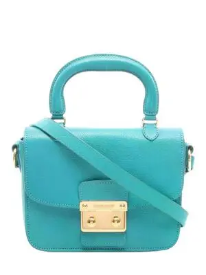 Miu Miu 2000s Madras Leather Tote Bag - Blue