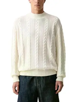 Armani Exchange Cable-knit Mock-neck Sweater - Neutrals
