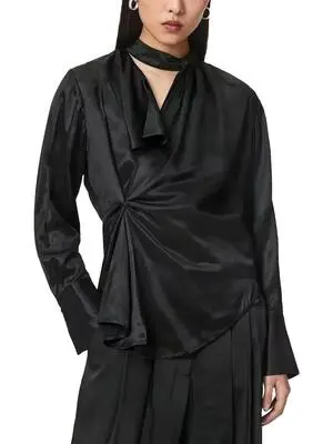 ALLSAINTS Twist-detail Satin Blouse - Black