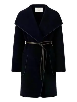 CO.GO Belted Shawl-lapel Coat - Blue