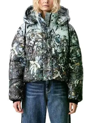 Munthe Vuba Abstract-print Puffer Jacket - Black