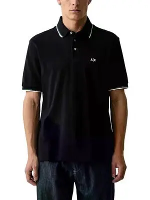Armani Exchange Logo-embroidered Polo Shirt - Black