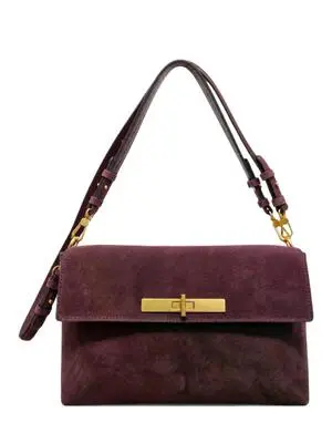 POCHE PARIS Torba Suede Twist-lock Shoulder Bag - Red
