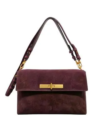 POCHE PARIS Torba Suede Twist-lock Shoulder Bag - Red