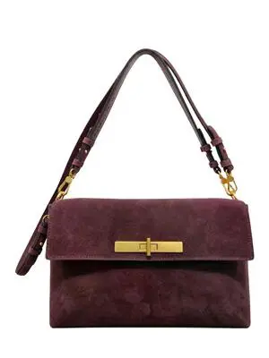 POCHE PARIS Torba Suede Twist-lock Shoulder Bag - Red