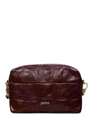 POCHE PARIS Croc-effect Leather Clutch Bag - Red