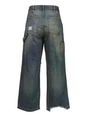 DAIRIKU Distressed Double-knee Jeans - Blue