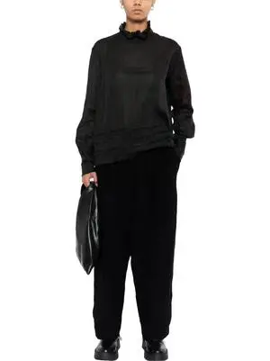 MARIA TURRI Frayed High-neck Top - Black