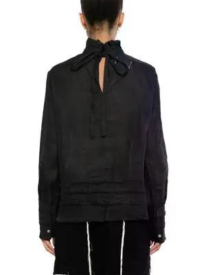 MARIA TURRI Frayed High-neck Top - Black