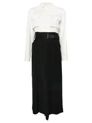 Sacai Belted Layered Midi Dress - White