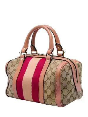 Gucci 2016-2026 Small Gg Canvas Web Joy Boston Bag Satchel - Neutrals