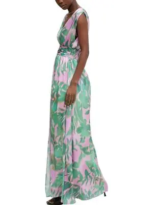 MORGAN Floral-print Sleeveless Maxi Dress - Pink