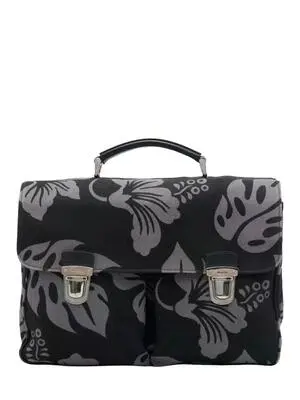 PRADA 2010-2026 Canvas Floral Print Business Bag