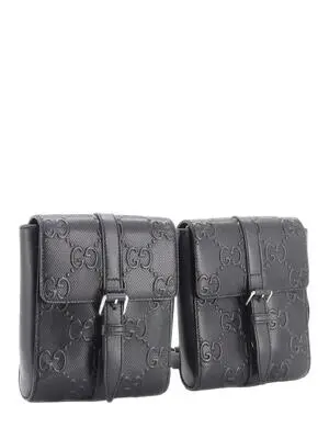 GUCCI Double Gg Embossed Perforated Leather Belt Bag