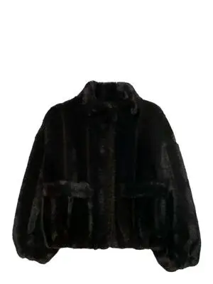 Apparis Faux-fur Funnel-neck Coat - Black
