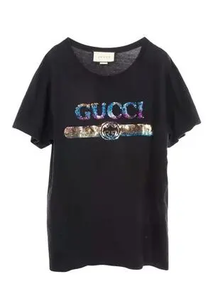 Gucci 2000s Sequin Logo T-shirt - Black