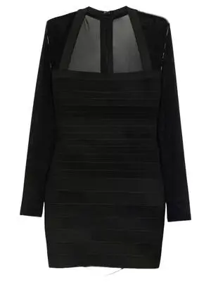 Herve Leger Mesh-panel Bandage Mini Dress - Black
