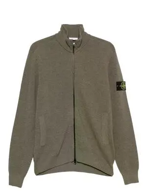 Stone Island Logo-patch Zip-up Cardigan - Green