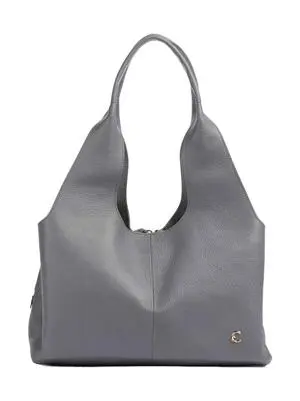 COCCINELLE Grained Leather Shoulder Bag - Grey