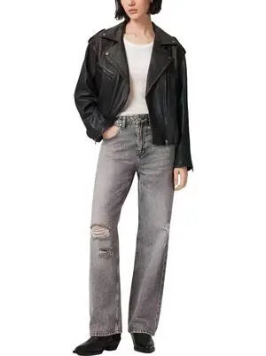 ALLSAINTS Samina Leather Biker Jacket Black