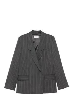 Sportmax Pinstripe-pattern Double-breasted Jacket - Grey