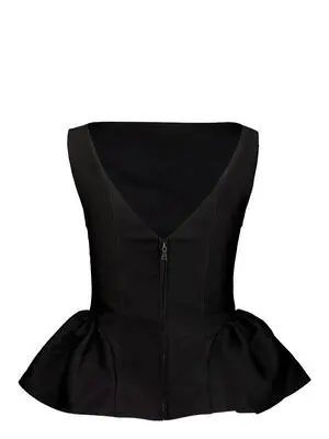 Roland Mouret Taffeta Gathered-hem Top - Black