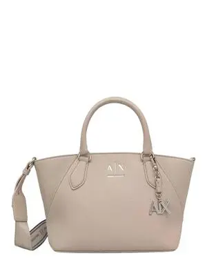 Armani Exchange Logo-plaque Pebbled Tote Bag - Neutrals