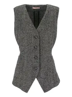 KRISTINA TI Herringbone-pattern Belted Jacket